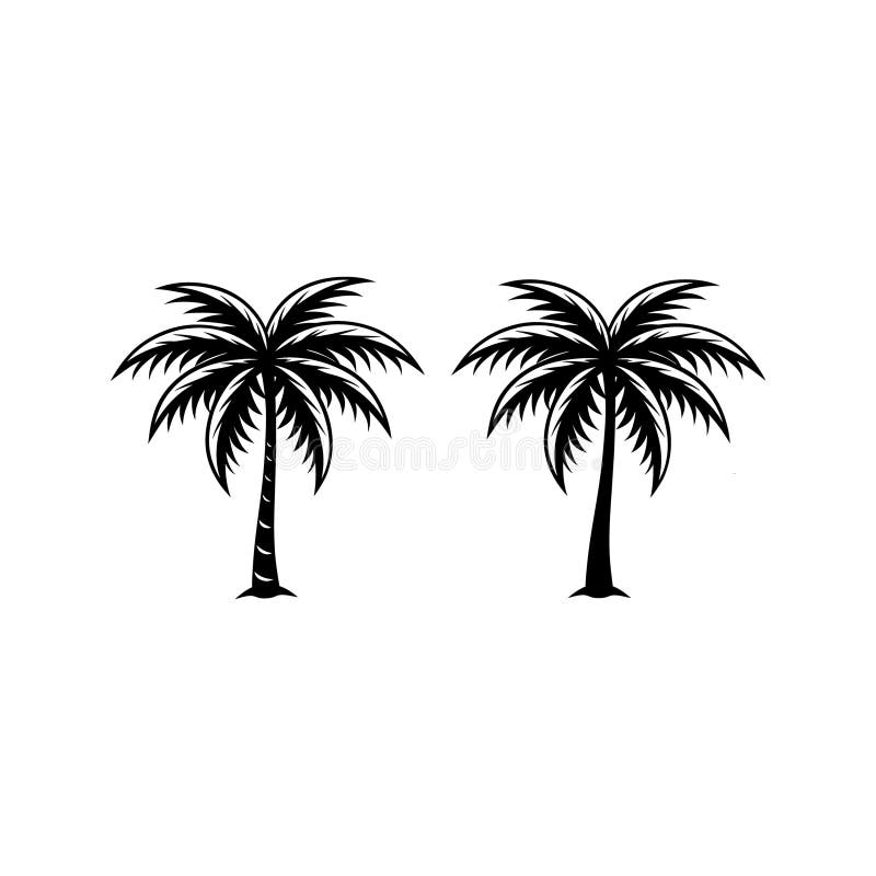 Multiple Palm Trees Black Silhouette Stock Vector - Illustration of ...