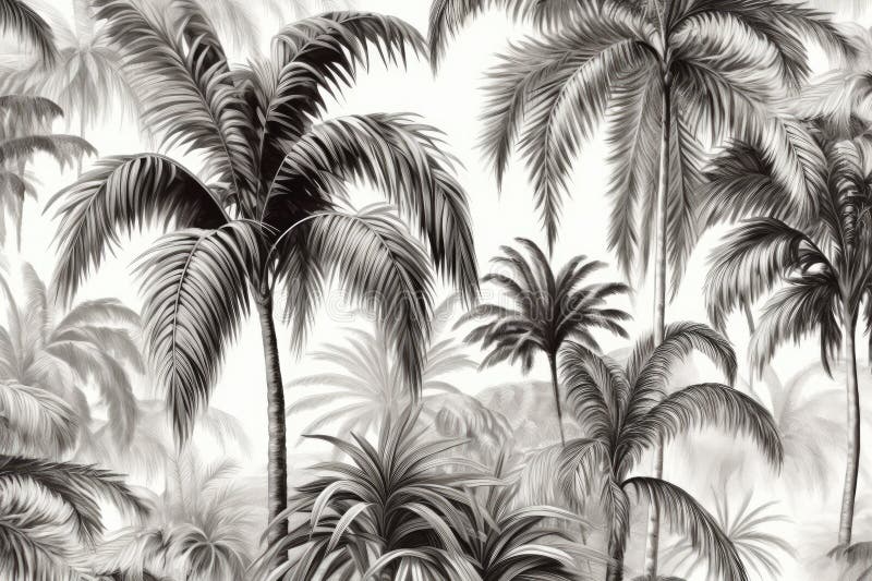Multiple Palm Trees in Black and White, Created Using Generative Ai ...
