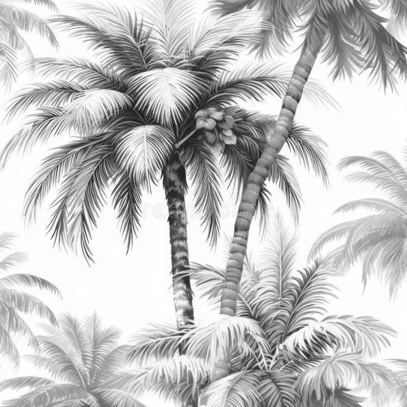 Multiple Palm Trees in Black and White, Created Using Generative Ai ...