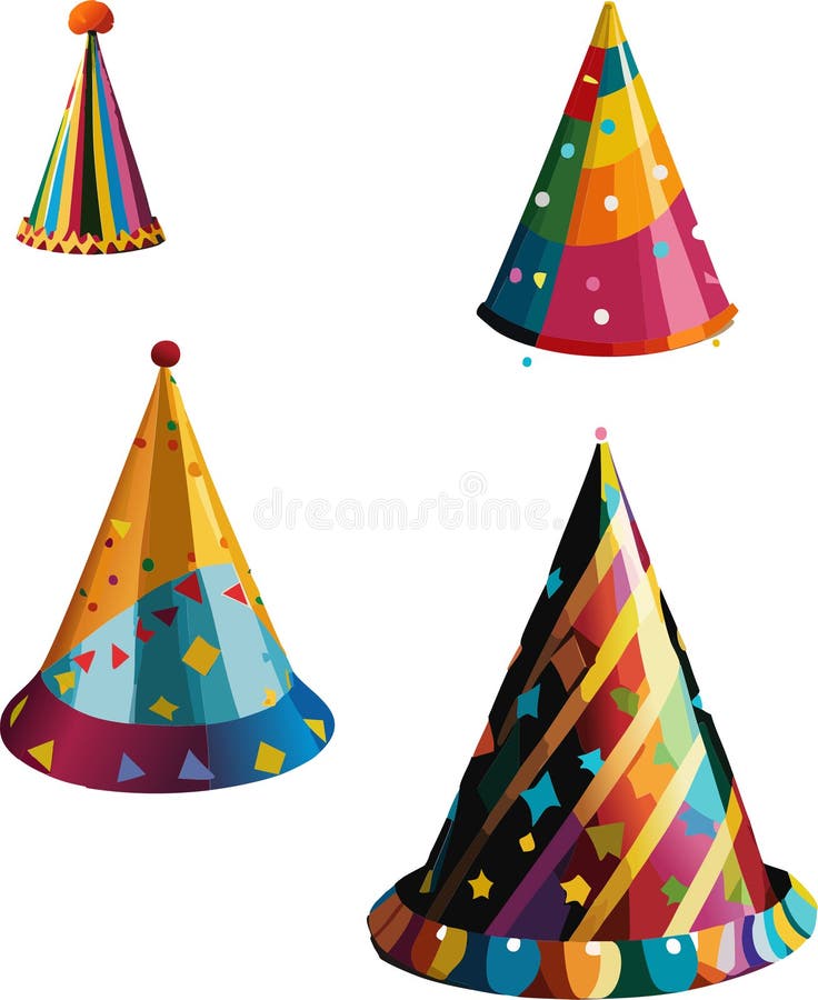 Multi Color Party Hats stock vector. Illustration of brim - 303543953