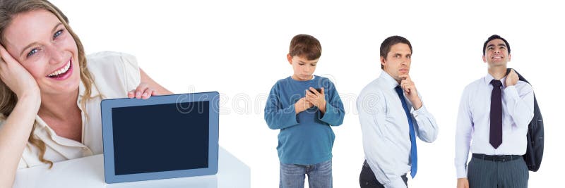 Multiple People of Different Professions Against Copy Space on White ...