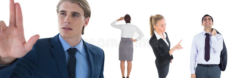 Multiple People of Different Professions Against Copy Space on White ...