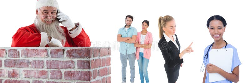 Multiple People of Different Professions Against Copy Space on White ...