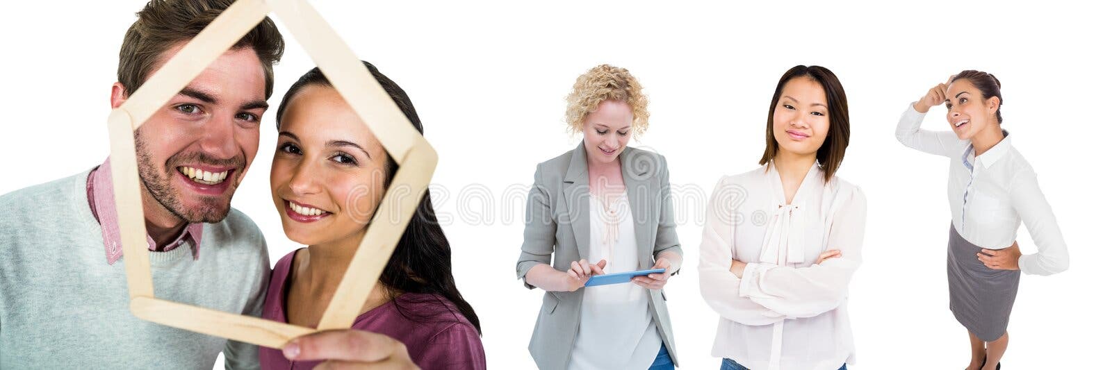 Multiple People Silhouettes in a Dark Office Room with Big Panoramic ...