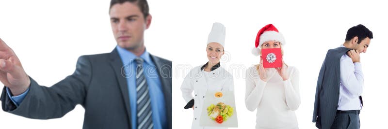 Multiple People of Different Professions Against Copy Space on White ...