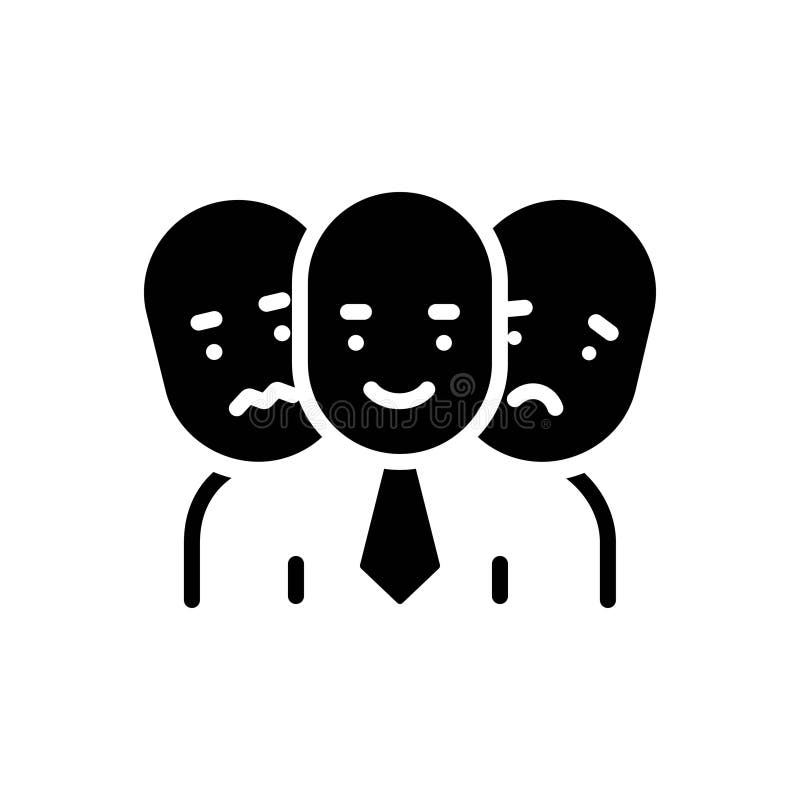 Black Solid Icon for Multiple Personality, Multiple and Disorder Stock ...