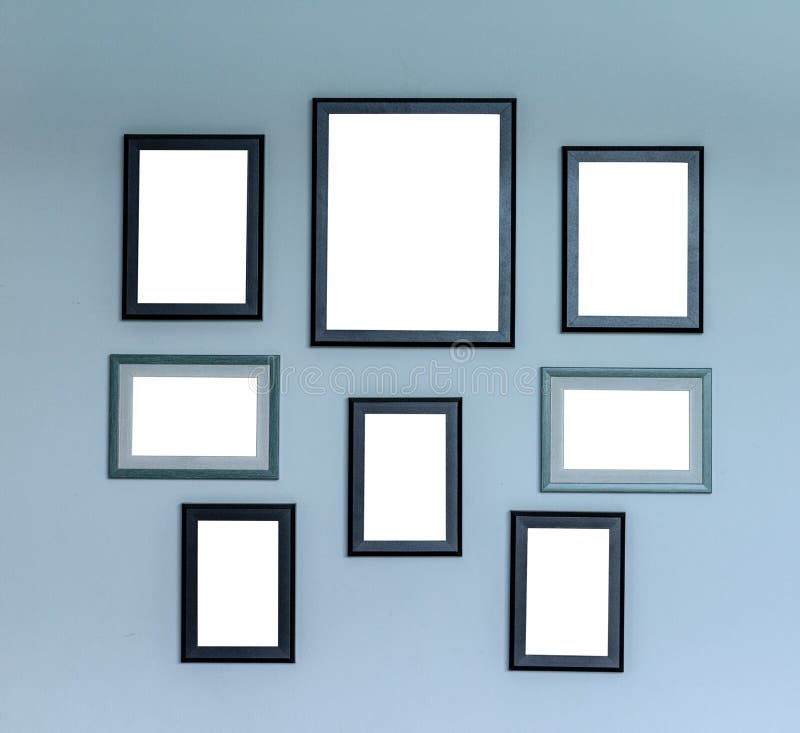 Multiple Photo Frames on Cement Wall Stock Image - Image of modern ...