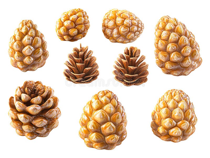 Multiple Pine Cones in Various Sizes and Textures, Ai Generated Stock ...