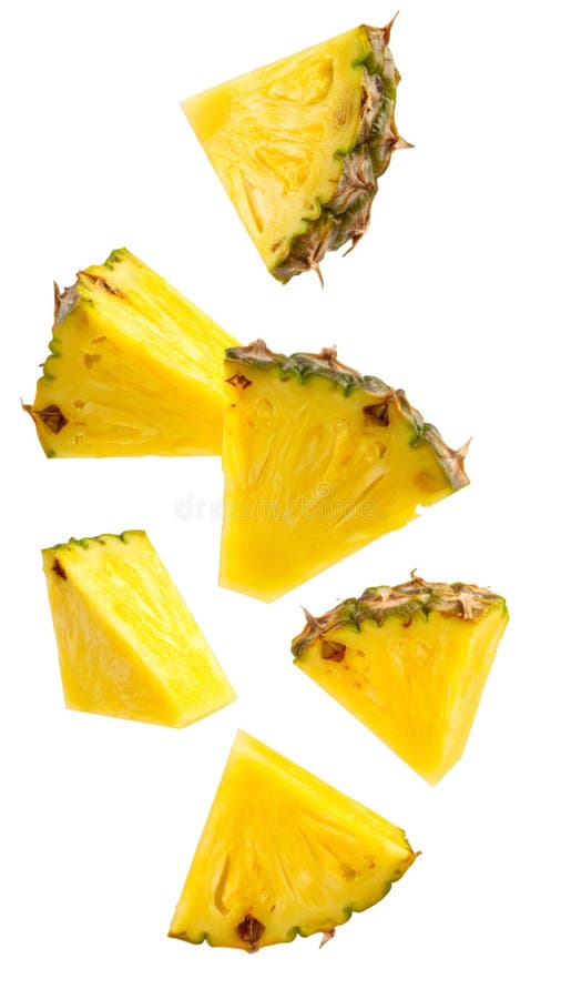 Multiple Pineapple Chunks Hovering on Transparent Background Stock ...