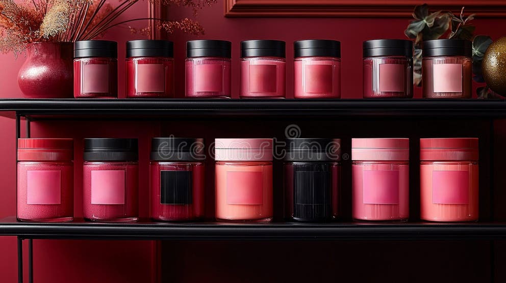 Multiple Pink Containers of Varying Sizes are Symmetrically Arranged on ...