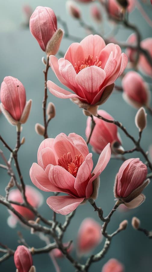 Cluster of Pink Flowers on Tree Stock Photo - Image of pink, bloom ...