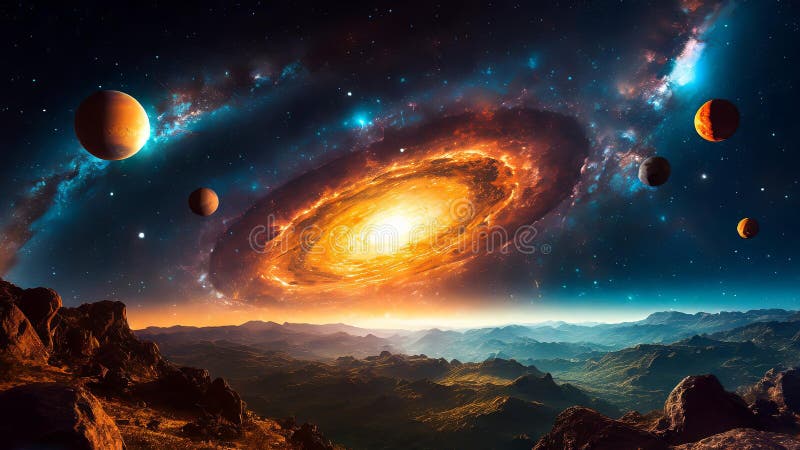 Multiple Planets Move through the Sky in the Void of Space Towards ...