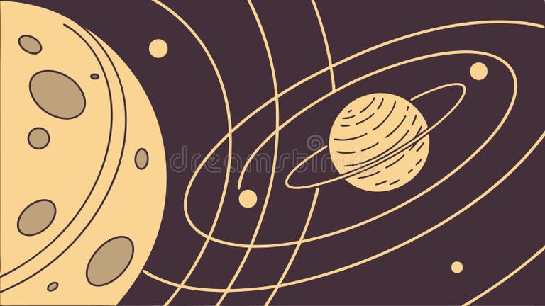 Multiple Planets and Orbits in Vibrant Cosmic Scene, Vector Design ...