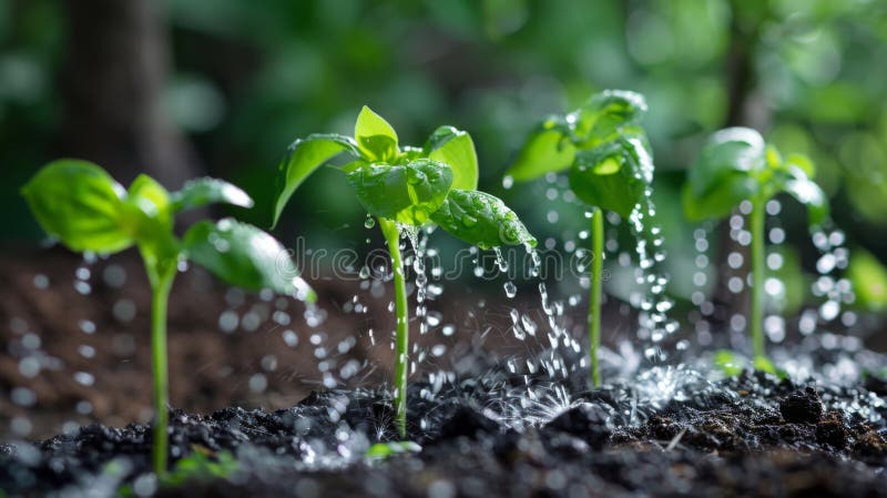 Group of Plants Sprouting Out of Ground Stock Image - Image of green ...