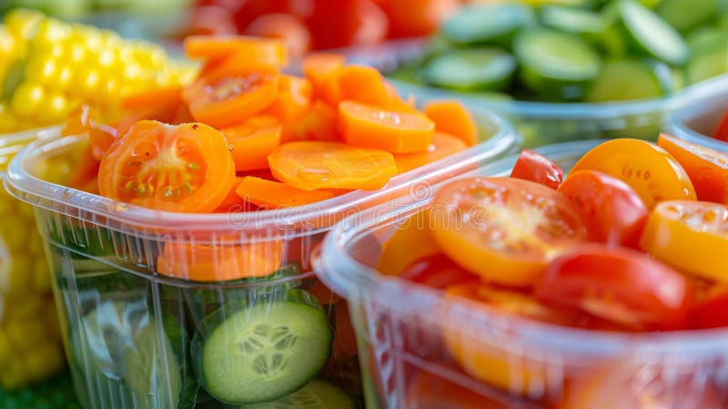 Multiple Plastic Containers Holding a Variety of Fresh Vegetables Stock ...
