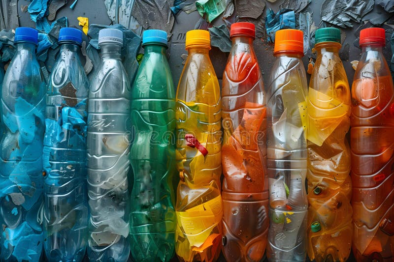 Row of Plastic Water Bottles Generative AI Stock Illustration ...