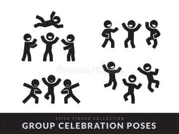 Multiple Poses of Celebrating Stickmen. Various Pose of Stick Figure ...