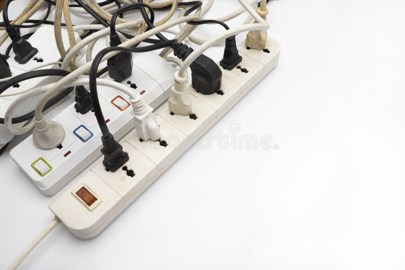Old Multiple Power Socket with Connected Plugs , Multi Plug Electrical ...