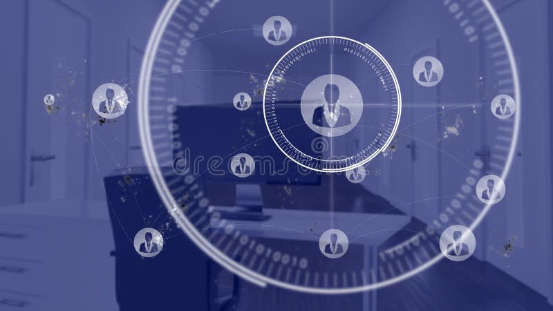 Multiple Profile Icons Over Scope Scanning Against Empty Office Stock ...