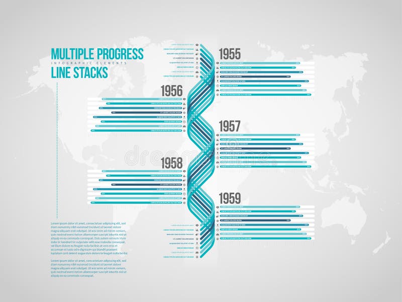 Multiple Progress Line Stacks Infographic Stock Vector - Illustration ...