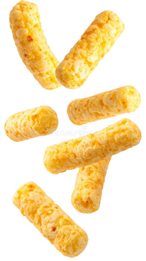 Multiple Puffed Corn Snacks Falling on Transparent Background Stock ...