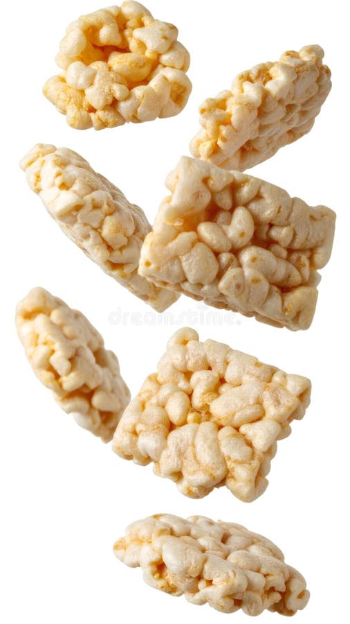 Multiple Puffed Rice Clusters Levitating on Transparent Background ...