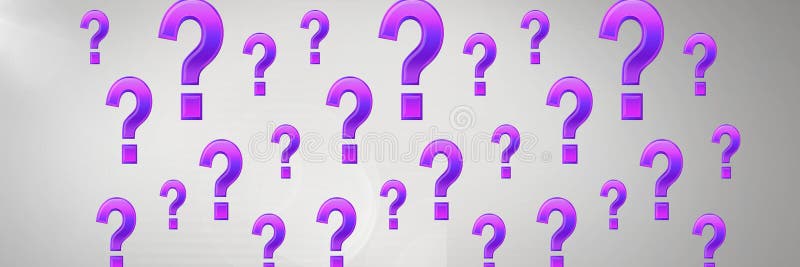 Multiple Purple Question Marks Against a White Office Building ...