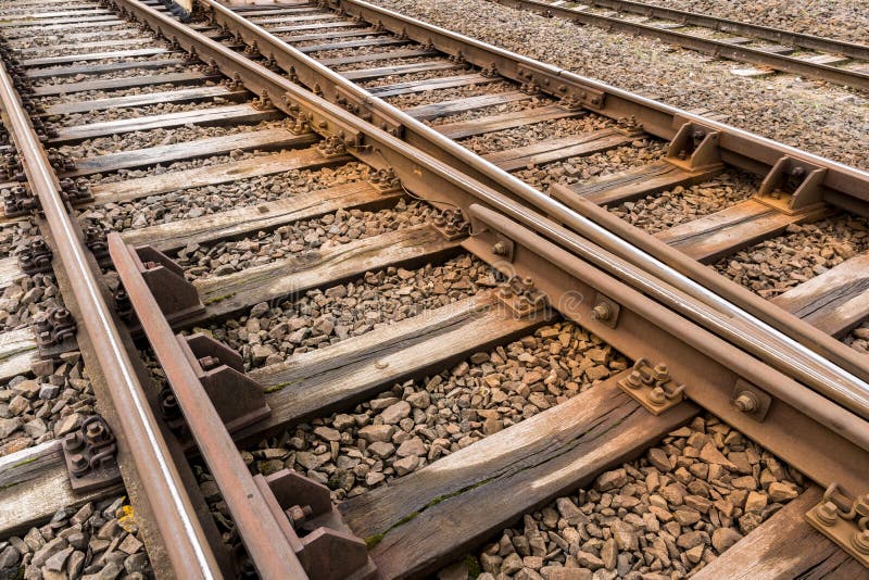 Railway Tracks Merge Together Stock Image - Image of empty, rail: 164886211