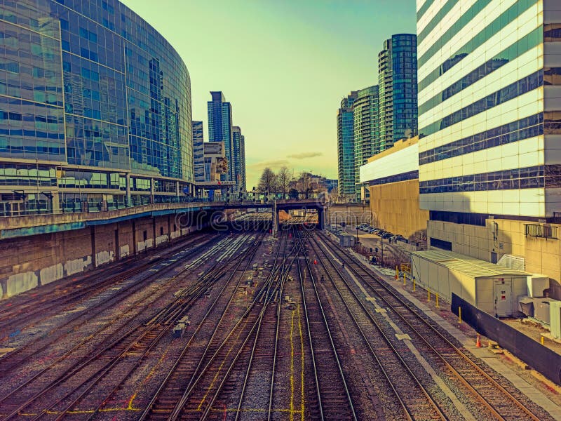 Rail tracks Toronto editorial stock photo. Image of attractions - 173461643
