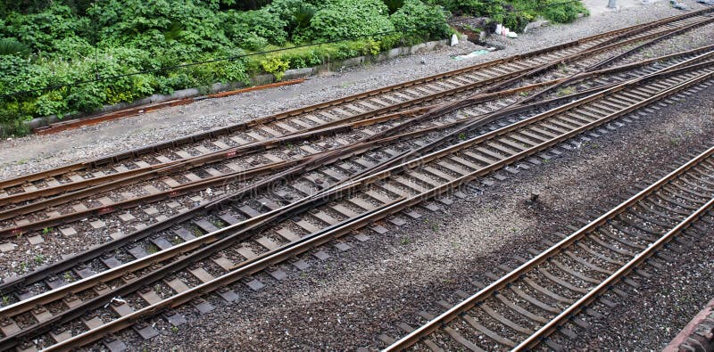 Multiple railroad tracks stock image. Image of crossing - 90739459