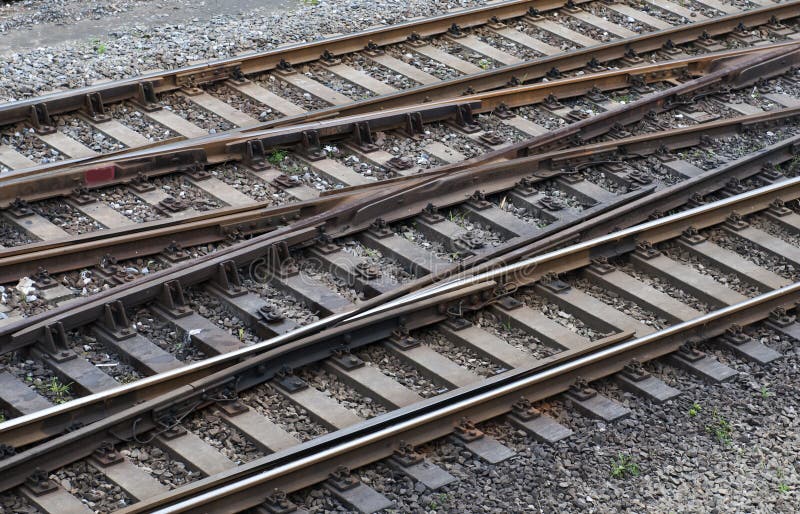 Multiple railroad tracks stock photo. Image of focus - 90739608