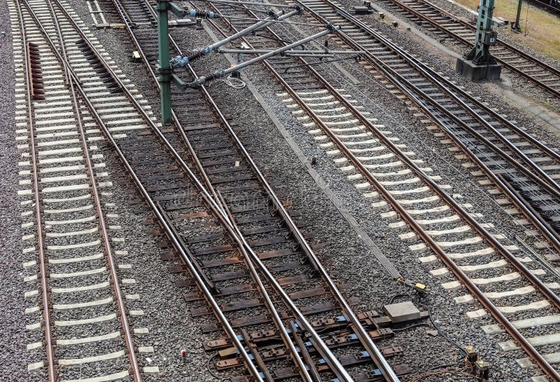 Multiple Railroad Tracks with Junctions at a Railway Station in a ...
