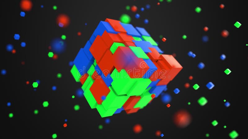 Multiple Cubes Levitating in Mid-air in a Mysterious Void, Luminous ...