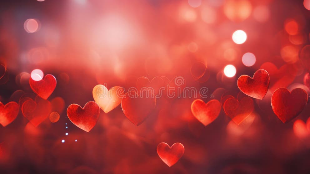 Multiple Red Hearts of Various Sizes with a Bokeh Effect. AI Generated ...