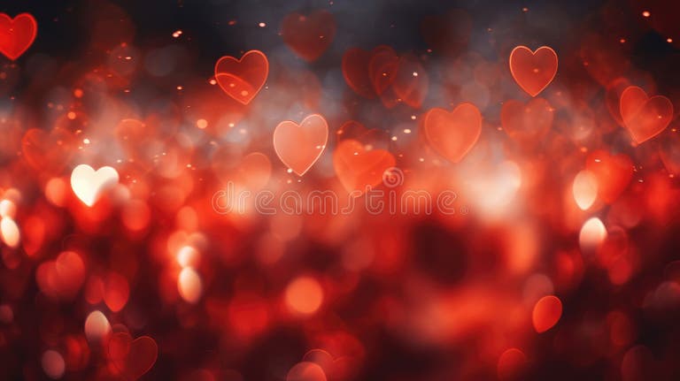 Multiple Red Hearts of Various Sizes with a Bokeh Effect. AI Generated ...