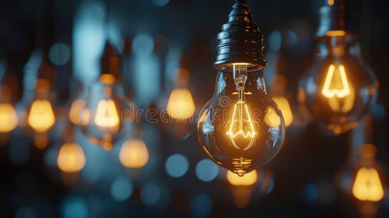Multiple Retro-style Light Bulbs in a Dim Room, Emitting a Nostalgic ...