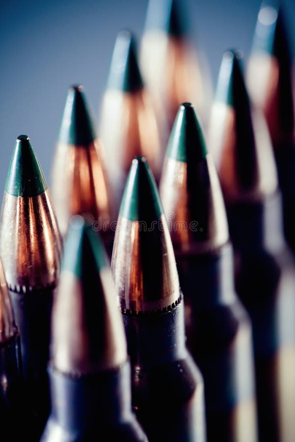 Multiple Rifle Bullets in Casings Stock Photo - Image of ammo, caliber ...