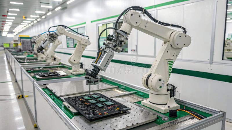 Automated Assembly Line in Cleanroom Stock Image - Image of facility ...