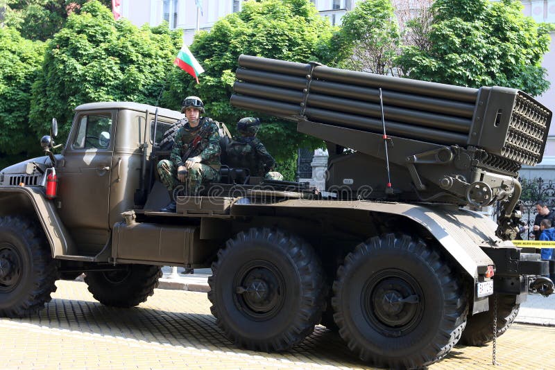 Multiple Rocket Launcher System BM-21 Grad on Military Hardware Parade ...