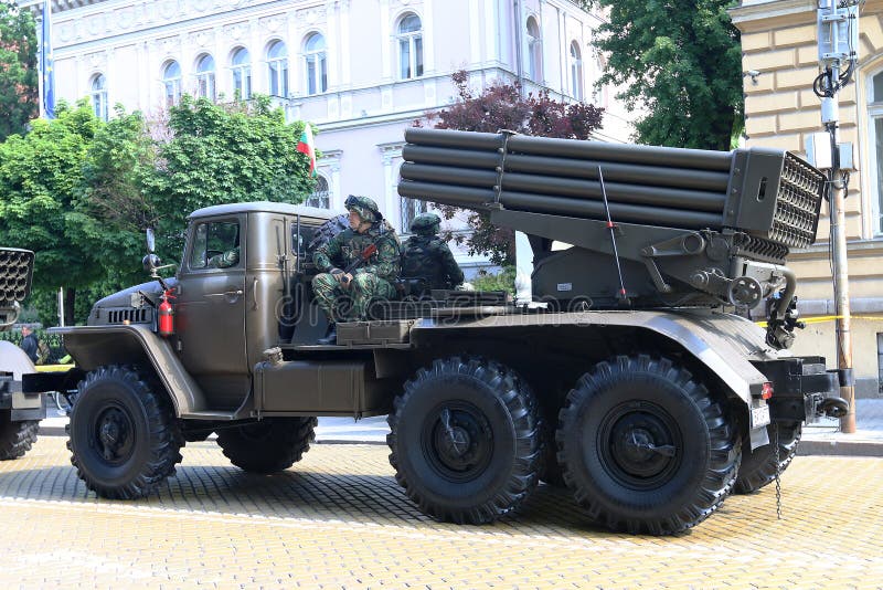 Multiple Rocket Launcher System BM-21 Grad on Military Hardware Parade ...