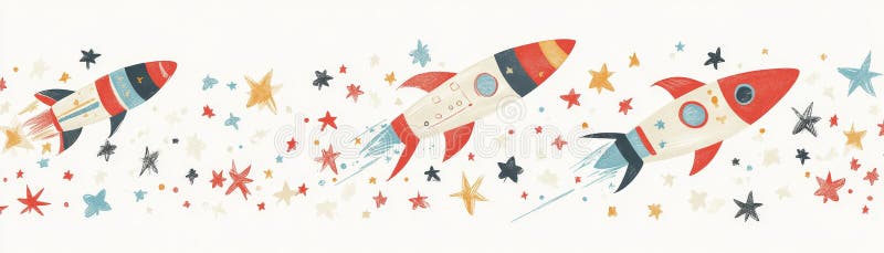 Multiple Rockets Soaring through the Atmosphere Symbol of Space ...