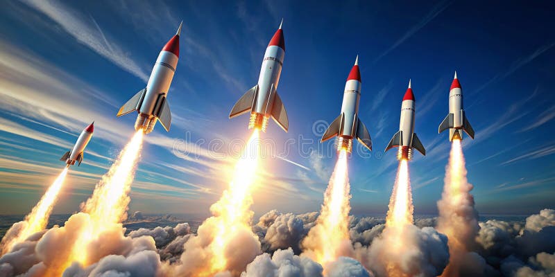 Multiple Rockets Soaring High in the Sky in a Dynamic Display of Power ...