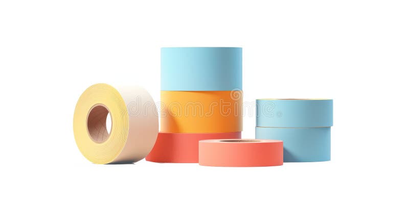 Multiple Rolls of Craft Paper Tape Stacked in Different Sizes, Clean ...