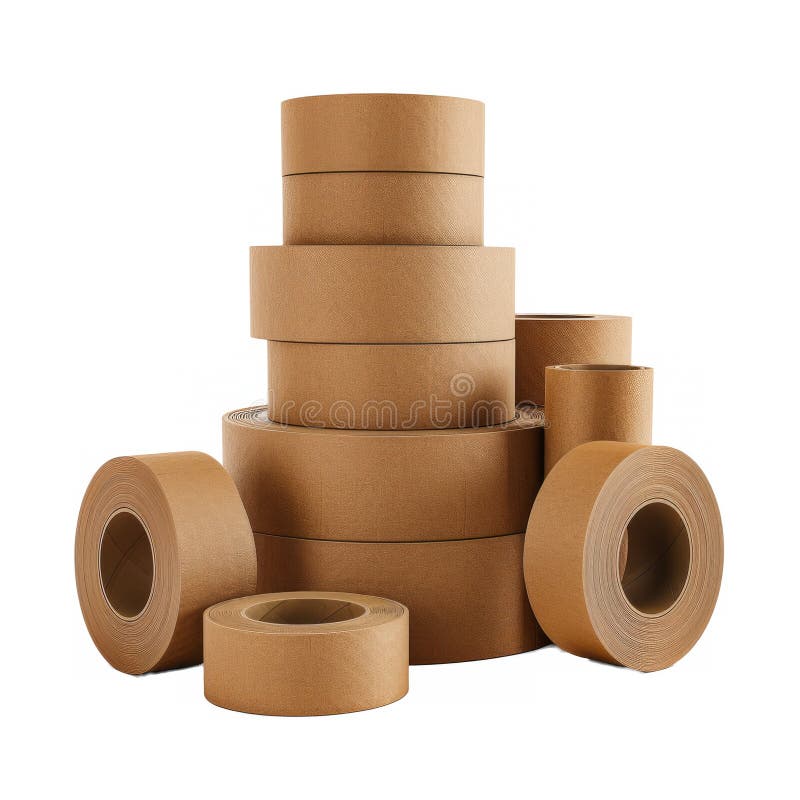 Multiple Rolls of Craft Paper Tape Stacked in Different Sizes, Clean ...
