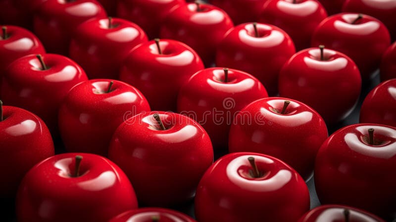Multiple Rows of Perfect Red Apples. Neural Network Ai Generated Stock ...