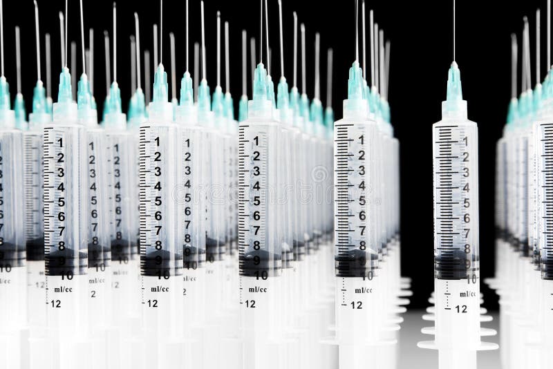 Multiple rows of syringes stock image. Image of experiment - 17032059