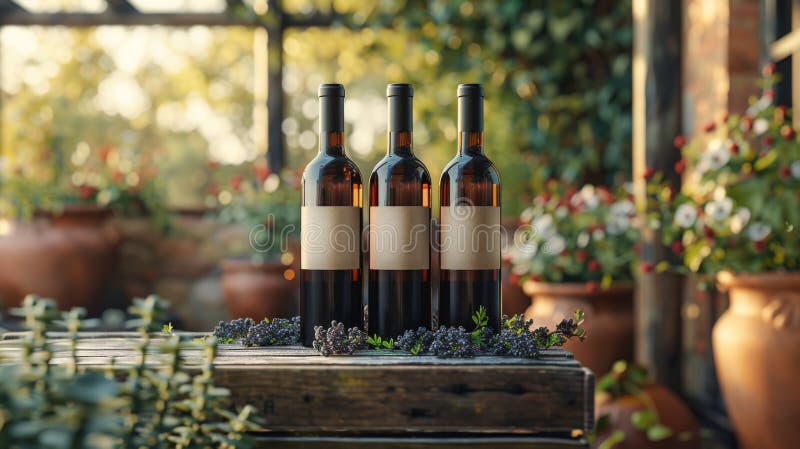 Multiple Rustic Wine Bottle Mockup Set with Blank Labels for ...