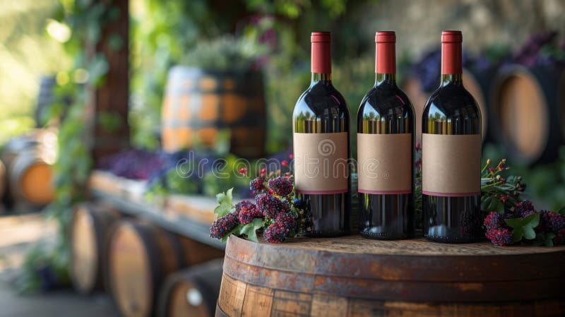 Multiple Rustic Wine Bottle Mockup Set with Blank Labels for ...