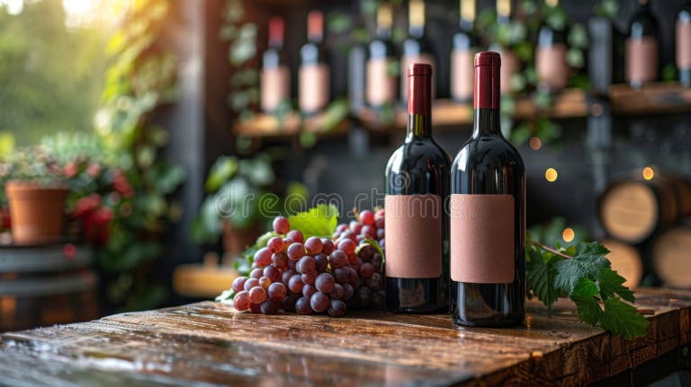 Multiple Rustic Wine Bottle Mockup Set with Blank Labels for ...