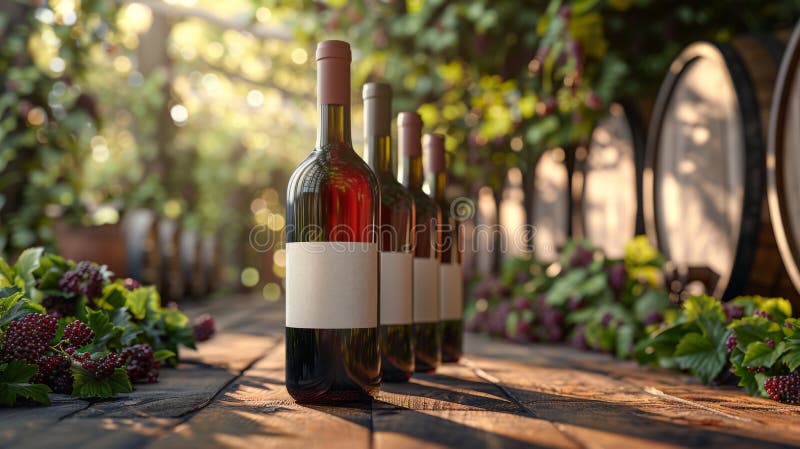 Multiple Rustic Wine Bottle Mockup Set with Blank Labels for ...